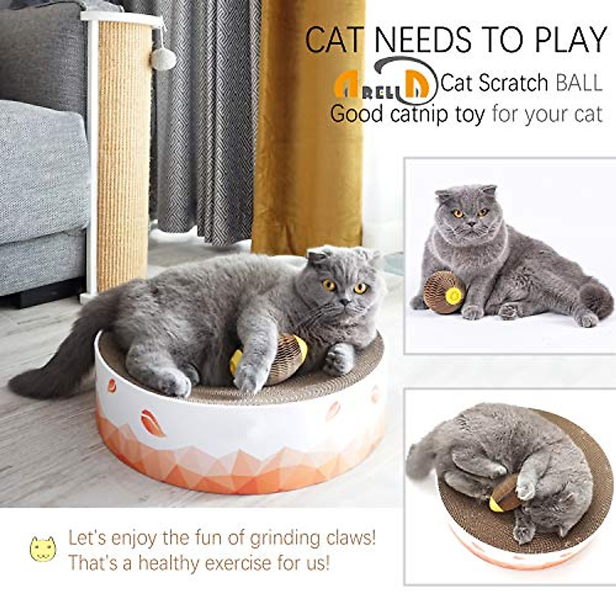 AREIIA 2 PCS Catnip Ball Toys for Cats Catnip Refillable Football Scratcher Balls Kitty's Faithful Playmate Reduce Obesity and Loneliness CSB16BR