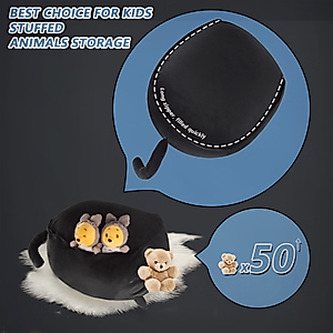 Stuffed Animal Storage Bean Bag Chair Cover for Kids Black Cat Beanbag Chair for Girls Large Size Toy Organizer Cover Only Without Filling