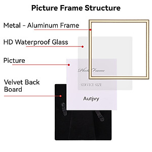Autjvy 4x4 Picture Frames Gold - Brushed Brass Modern Simple Thin Aluminum Metal Photo Frame with HD Real Glass, Display for Tabletop and Wall Collage. (2 Pack)