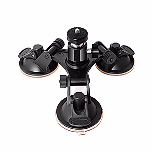 Triple Cup DSLR Camera Suction Mount w/Ball Head Compatible with Nikon Canon Sony DSLR/Camcorder + GoPro Hero 11 10 9 8 7 6 Sony Garmin Xiaomi Yi SJCAM Suction Cup Mount Car Mount Holder Window Mount