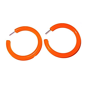 4 Pairs Candy Color Circle Round Hoop Earrings for Women Big Retro Star Heart Neon Earrings Stud Dangle Bright Fluorescence Exaggerated Statement jewelry (circle 4pairs transparent)