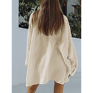 Linsery Women Two Piece Outfits Short and Button Up Shirt Set Lounge Sets Apricot Small