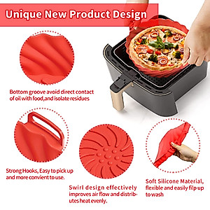 2Pcs Air Fryer Silicone Pot - 8.5 Inch Air Fryer Silicone Liners Round Food Safe Non Stick Air Fryer Basket Oven Accessories,Reusable Replacement of Flammable Parchment Liner Paper Fits 5QT Air Fryer