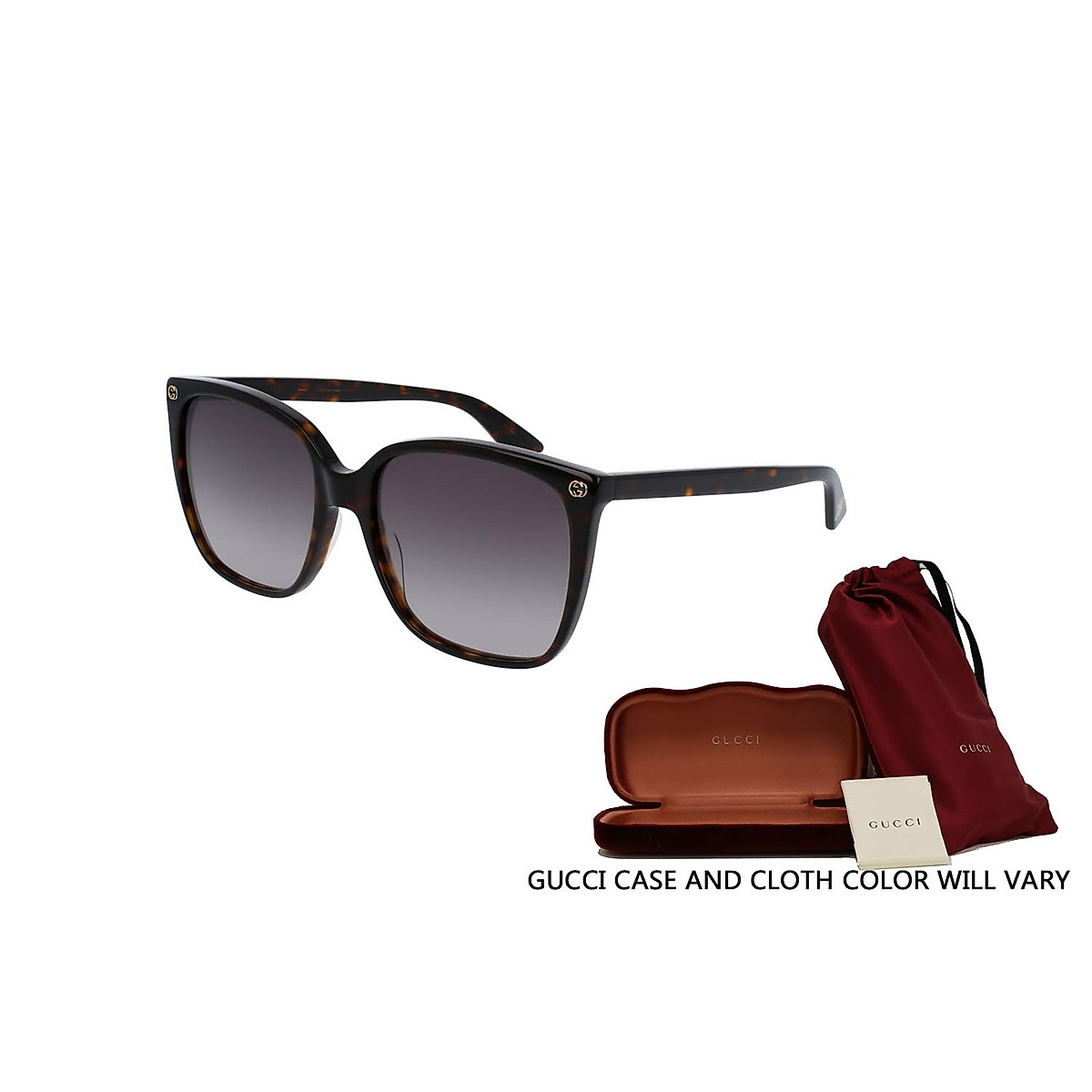 Gucci GG0022S 003 57M Havana/Brown Gradient Square Sunglasses For Women+ BUNDLE With Designer iWear Eyewear Kit