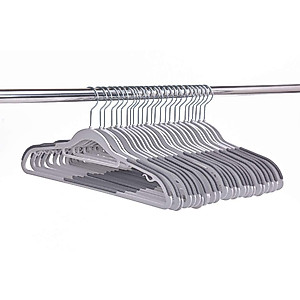 Quality Hangers Clothes Hangers 50 Pack - Non-Velvet Plastic Hangers for Clothes - Heavy Duty Coat Hanger Set - Space-Saving Closet Hangers with Gray Swivel Hooks - Functional Non-Flocked Hangers