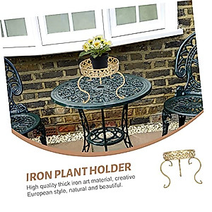 Yardwe Steel Heavy Trivet Art Stands Storage Outdoor Flowerpot Pot Bonsai Retro Flower Gold Metal Pots Shelf and Inch Base Supports Garden Round X Iron Containers Support Golden Planter