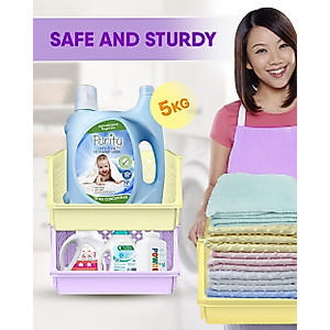 Skywin Large Stackable Storage Bins for Pantry, Multi - 4 Pack Stackable Bins For Organizing Food, Kitchen, and Bathroom Essentials (Rhombus)