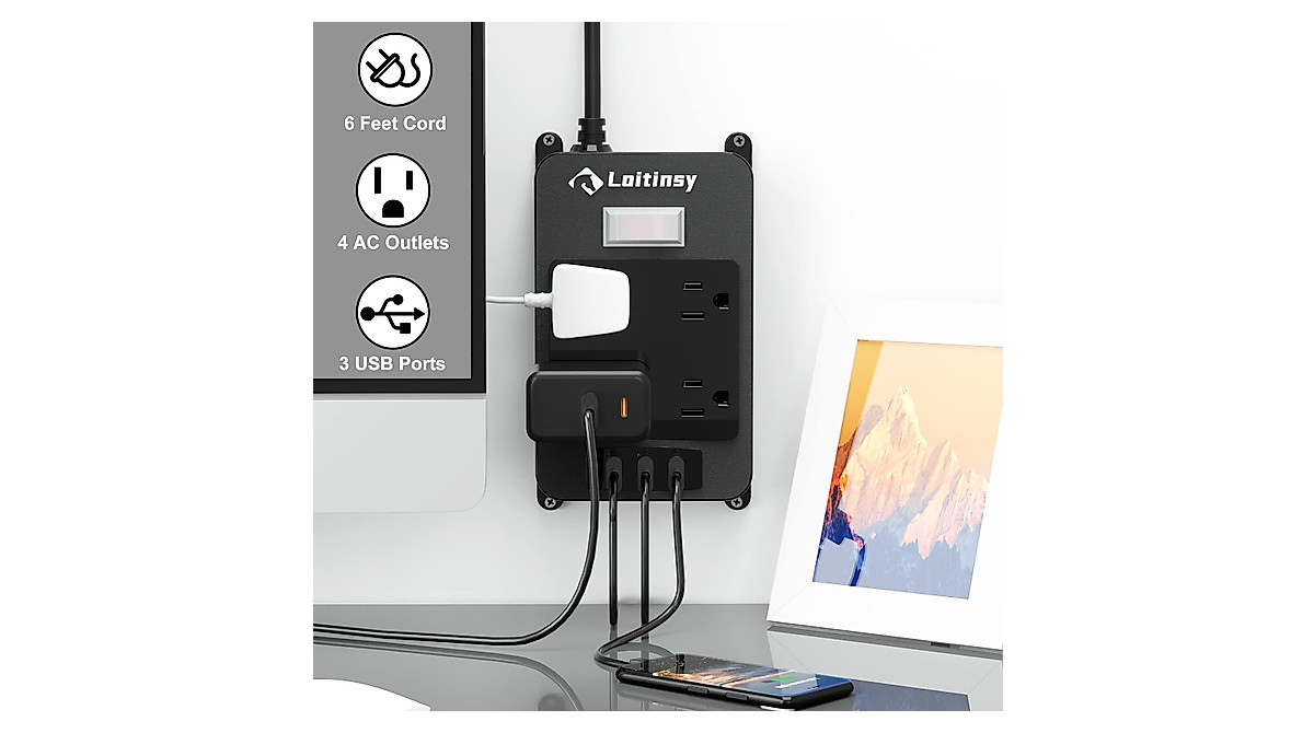 Outdoor Power Strip Weatherproof with 4 Outlets, Outdoor Surge ...