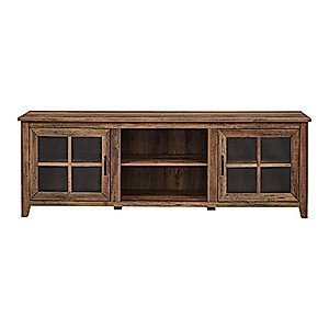 Walker Edison Portsmouth Classic 2 Glass Door TV Stand for TVs up to 80 Inches, 70 Inch, Rustic Oak