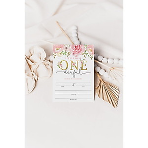 Your Main Event Prints Little Miss ONEderful First Birthday Invitations With Flowers and Butterflies - 20 Invitations - Envelopes Not Included
