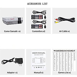 KUNLIDUDU Retro Classic Mini Game Console, Builtin 620 Video Games Plug and Play, Old Game System with 2 NES Classic Controllers, AV Output Mini Console, Games Console, gray, 19x15x7.5cm