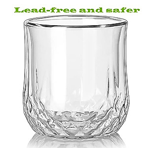 Double Wall Glasses Set of 2 for Men Women Drinking Whiskey Bourbon Scotch Cocktails Cold Drinks No Sweat Insulated Tumbler Stemless Wine Glasses Clear Cup in Gift Box Freezer Safe 8OZ