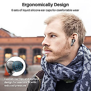 TOZO T9 True Wireless Earbuds Environmental Noise Cancellation 4 Mic Call Noise Cancelling Headphones Deep Bass Bluetooth 5.3 Light Weight Wireless Charging Case IPX7 Waterproof Headset Black