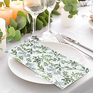 AnyDesign Greenery Guest Napkins 3 Ply Disposable Green Leaves Napkins Spring Summer Plants Dinner Hand Napkin for Wedding Baby Shower Party Supplies Kitchen Bathroom Table Decor, 80 Pack
