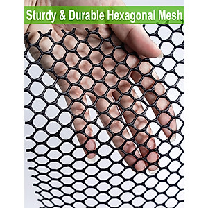 16In x 15Ft Plastic Chicken Wire Mesh Fencing, TOYPOPOR 500GSM Durable Heavy Duty Hexagonal Chicken Wire for Cat Dog Fencing, Garden Fence, Aquarium, Moss Pole, Aperture 0.4'', Rustproof, Easy to Cute