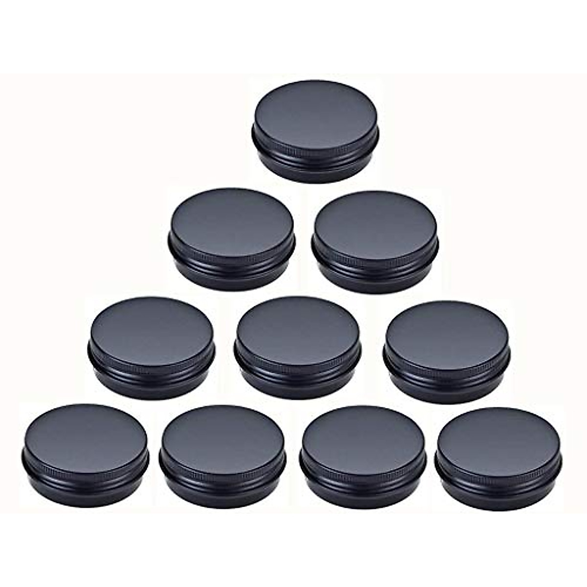 Aluminum Metal Tin 1oz/30ml,Black Aluminum Tins Round Tin Cans Containers with Screw Top Lid (10)