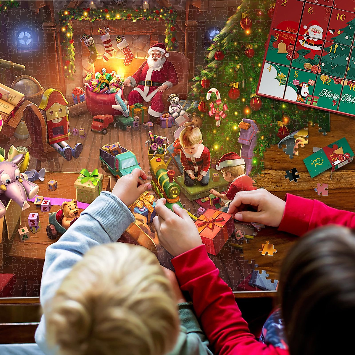 Jigsaw Puzzle Advent Calendar 2024 for Kids and Adults - 1008 Pieces Puzzle 24 Days Christmas Countdown Calendar - Family Game Christmas Gifts for Kids Adults - Christmas Toy House(27.56 x 19.68 Inch)