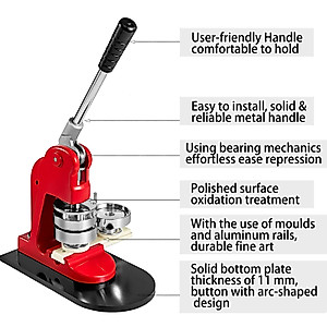 Niligan Badge Machine, Handmade Button Making Machine DIY Tool Badge, Metal Bottom Plate, Stable Performance, Button Maker Badge Maker Machine Maker Button Machine DIY Tool