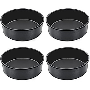 E-far 6 Inch Cake Pan, 4-Piece Nonstick Round Cake Baking Pans for Wedding, Birthday, Layer Cake, Stainless Steel Core & Non-Toxic Coating, 2 Inch Deep