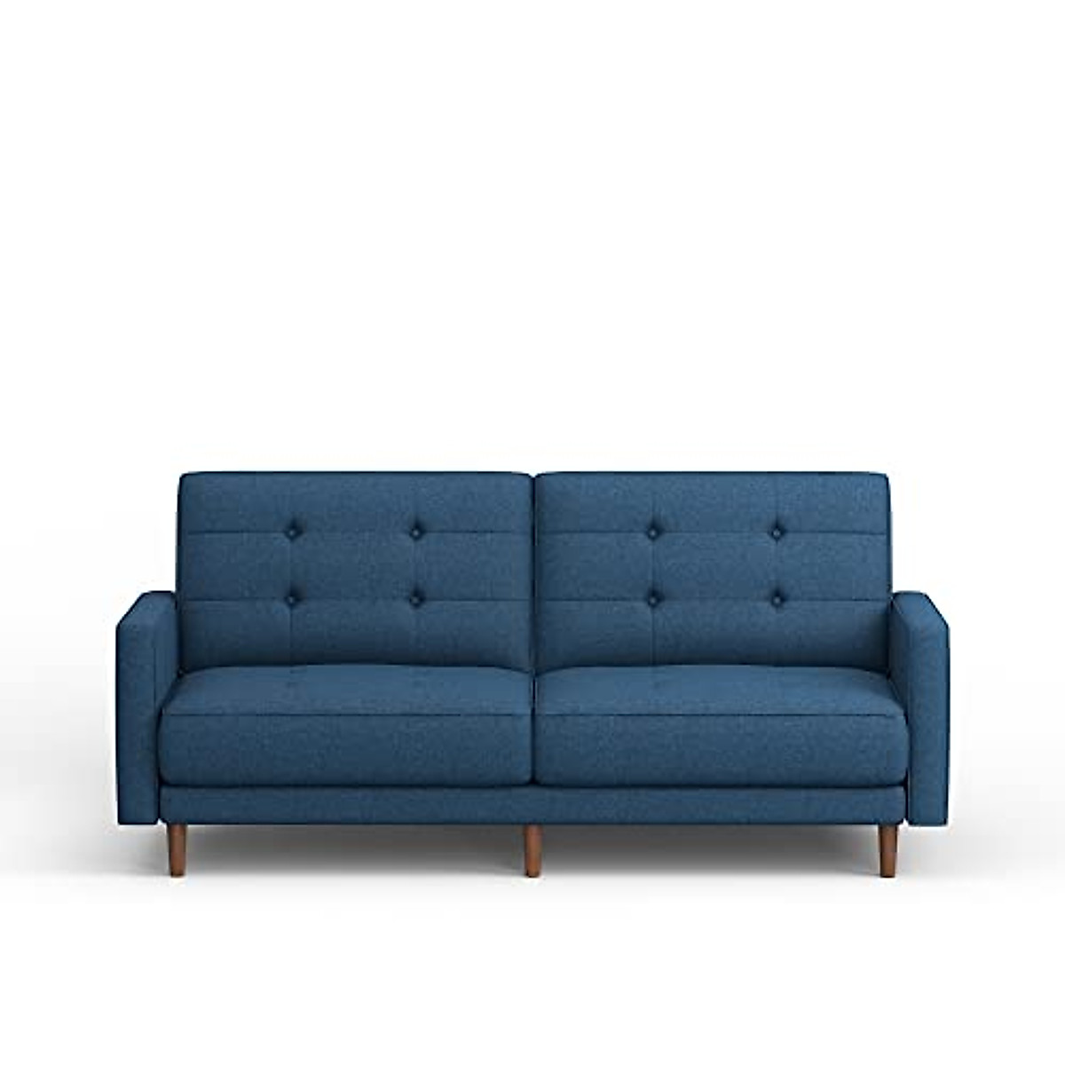 Glenwillow Home 81.5" Mies Square Arm Sleeper Sofa with 8-Button Tufting in MCM Vintage Design in Blue