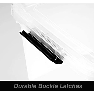 Krihan 19 Quart Large Storage Latch Box, Clear Plastic Latching Box, Latch Bin with Handle and Lid, 4 Packs Clear and Black