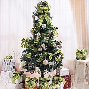 MAYREEL 2.5 Inch Moss Green Crushed Velvet Ribbon Wired for Christmas Decorations Gift Wrapping Wreaths Tree Toppers 10 Yards