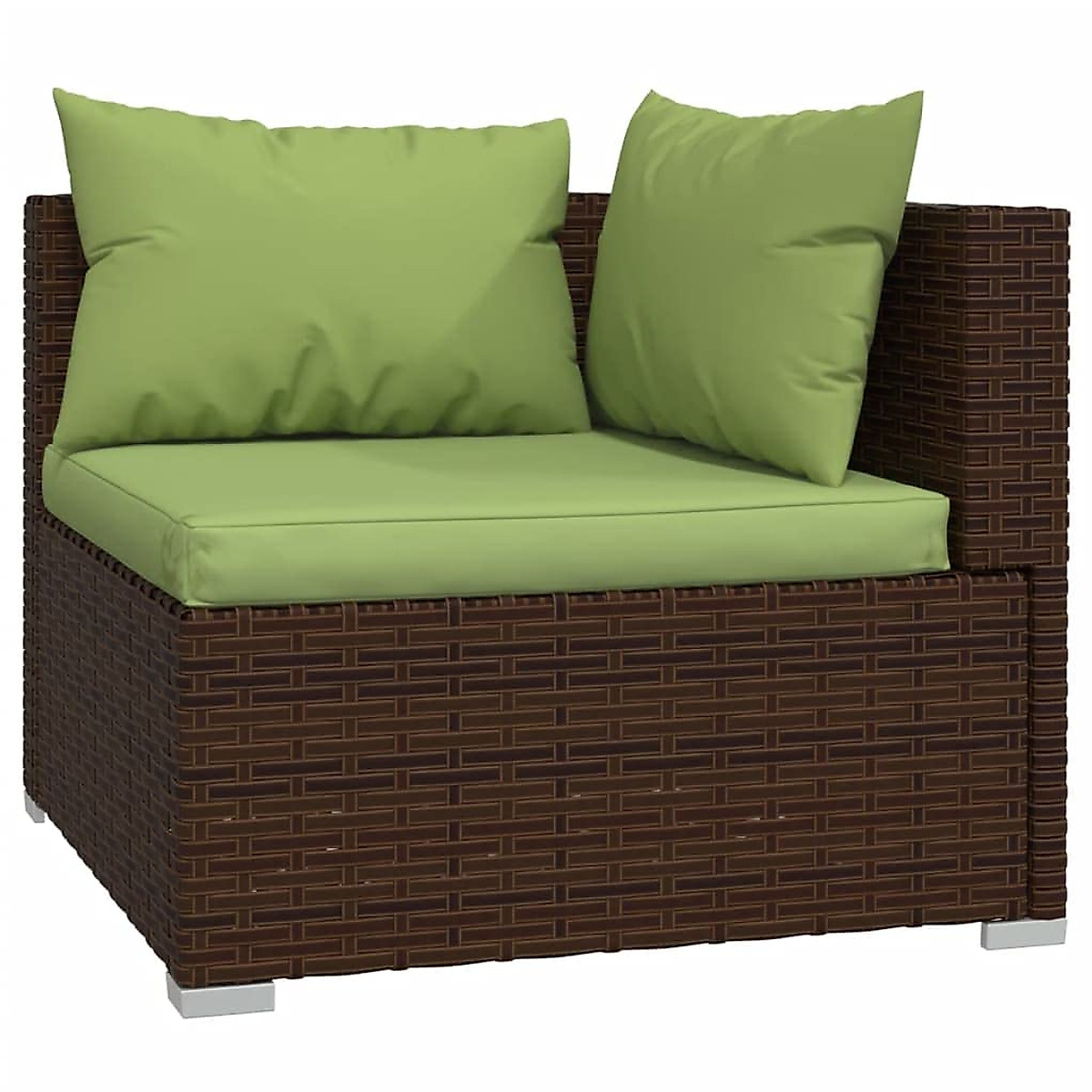 vidaXL Brown Patio Furniture - Green Cushion - 4 Seats