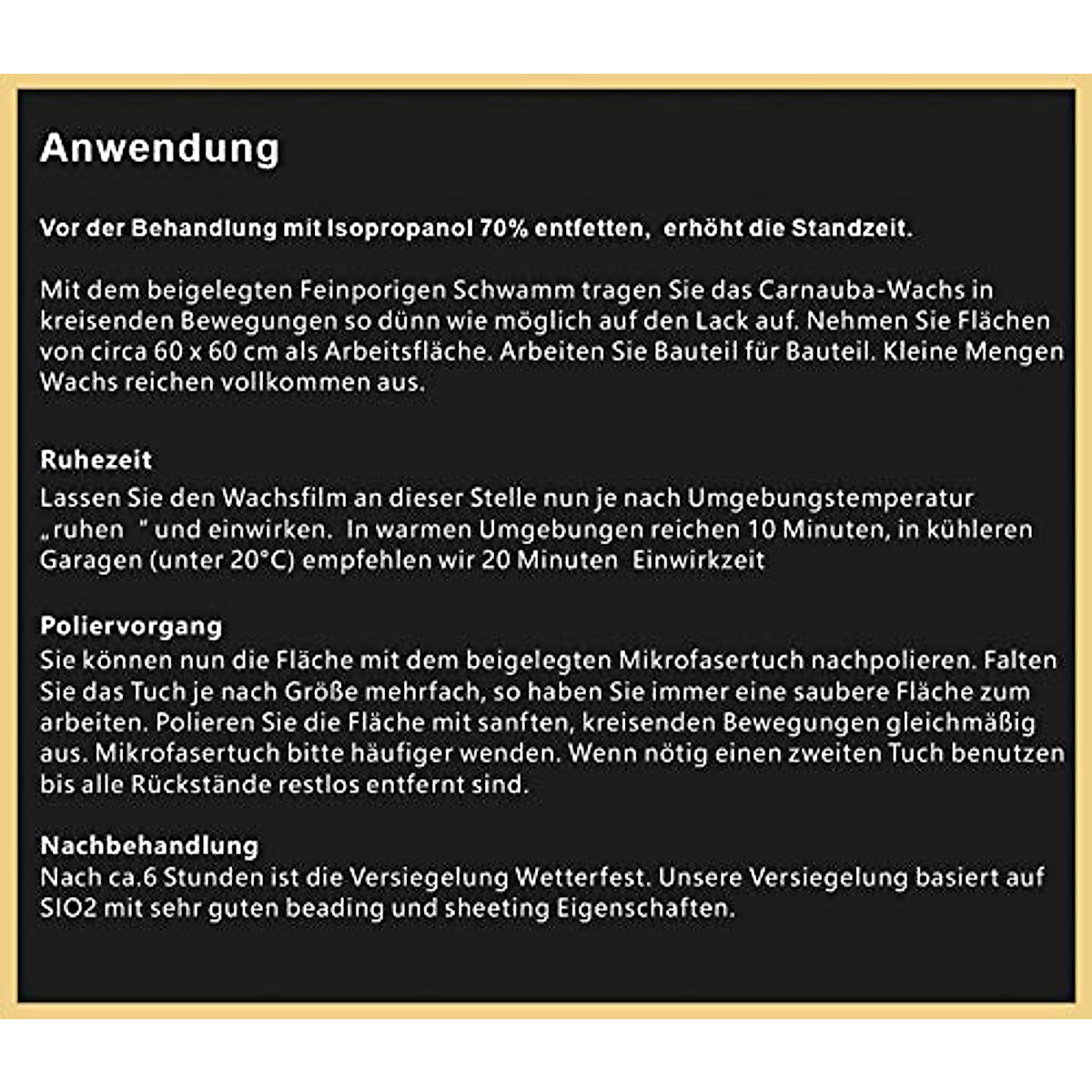 Momo's Garage® Carnauba Wax Varnish Quick Sealing Gloss Booster High Gloss Includes Pad + Microfibre Cloth Car Wax