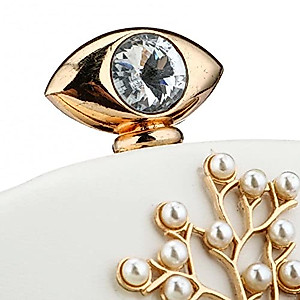 Floral Clutch Purse Leather Clutch Vintage Beaded Evening Handbag Shoulder Bag Women Wedding Purse (White)