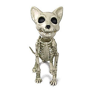 MAKEATREE Halloween Decoration Mini Skeleton Cat Kitten, Plastic Crouching Sitting Cat Bones for Pose Skeleton Prop Indoor Spooky Scene Haunted House Party Favors Décor