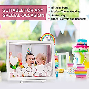 Wedding Guest Book, Wedding Guest Book Alternative, Drop Top Sign Frame Guestbook with White Hearts, Wedding Decoration for Reception, Baby Shower, Bridal Shower, Funeral Graduation