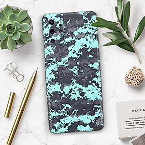 DesignSkinz Light Blue and Gray Digital Camouflage | Protective Vinyl Decal Wrap Skin Cover Compatible with The Samsung Galaxy S9 Plus (Full-Body, Screen Trim & Back Glass Skin)
