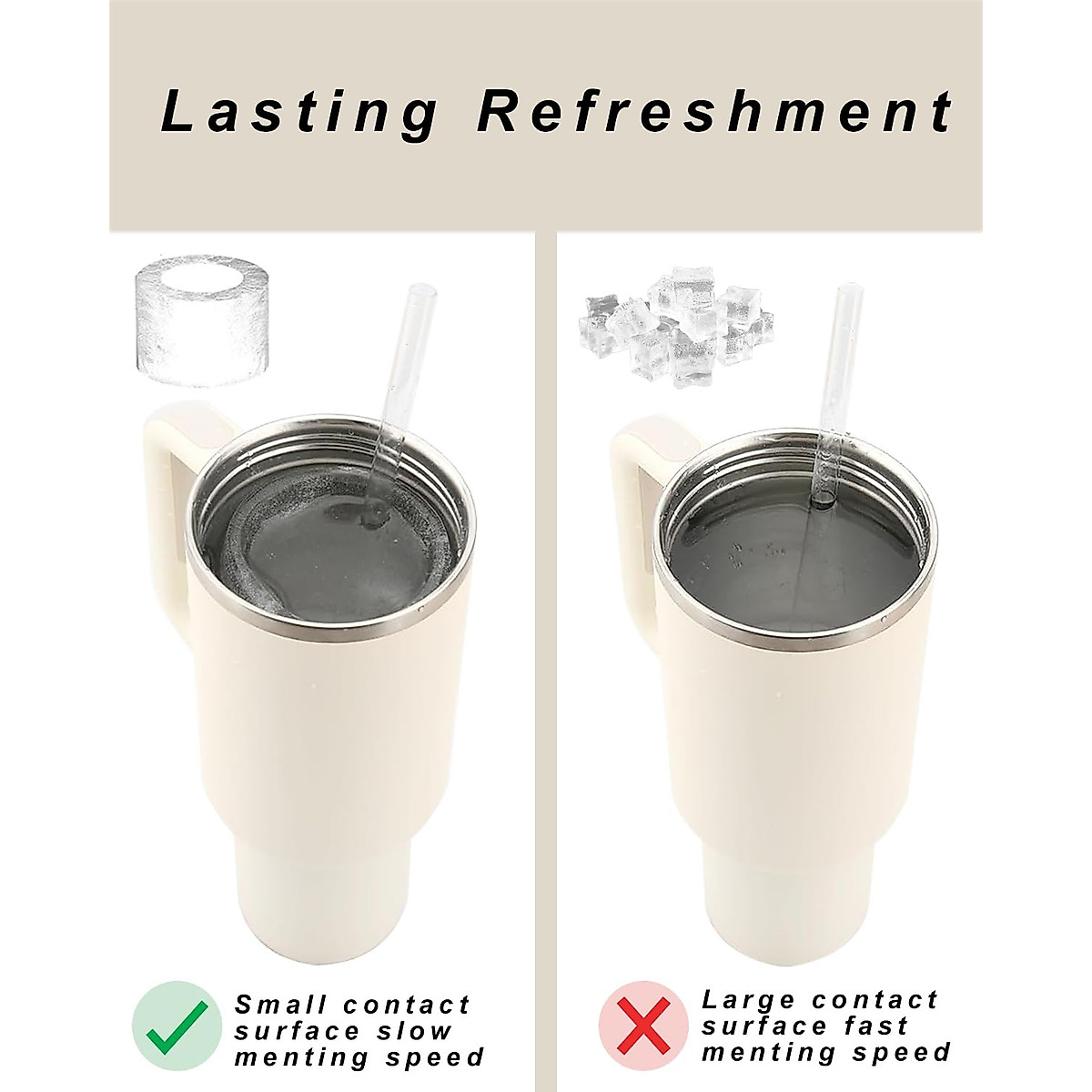 Ice Mold for Stanley Tumbler Cup, 3 PCS Silicone Hollow Cylinder Ice Cube Tray with Lid for 30OZ-40OZ Straw Tumbler, Large Ice Cube Mold for Freezer, Ice Maker for Whiskey, Cocktail, Coffee (Green)