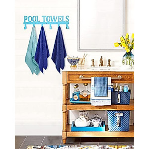 Qmetalart Pool Towel Racks, Metal Art Towel Hooks Hanger Organizer Outdoor Indoor Wall for Bathroom Mounted 6 Holder for Bath Towel, Robe Swimsuit, Coat, Bag, Keys