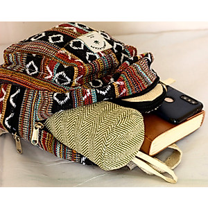 ECOBAWA Hemp Mini Backpack for women Adjustable shoulder strap Mini Bag Washable Lightweight Casual Daypack (Brown)