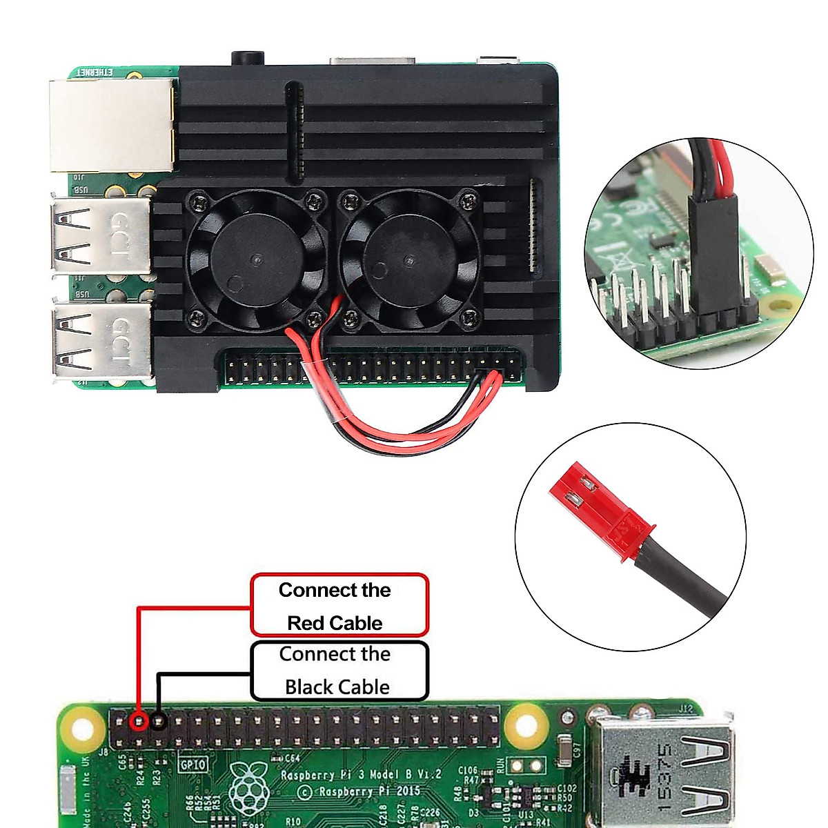 MakerFocus Raspberry Pi 2B/3B/3B+ Armor Case, Raspberry Pi Metal Case with Dual Cooling Fan ...