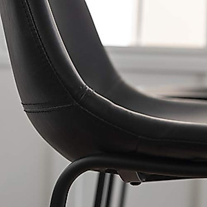 Walker Edison Douglas Urban Industrial Faux Leather Armless Bar Chairs, Set of 2, Black
