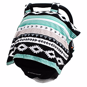 Dear Baby Gear Deluxe Car Seat Canopy - Infant Car Seat Cover - Baby Car Seat Covers - Carseat Canopy for Infant Car Seats - Car Seat Cover (Reversible Black, Grey, Mint Moose, Aztec Minky 40"x30")