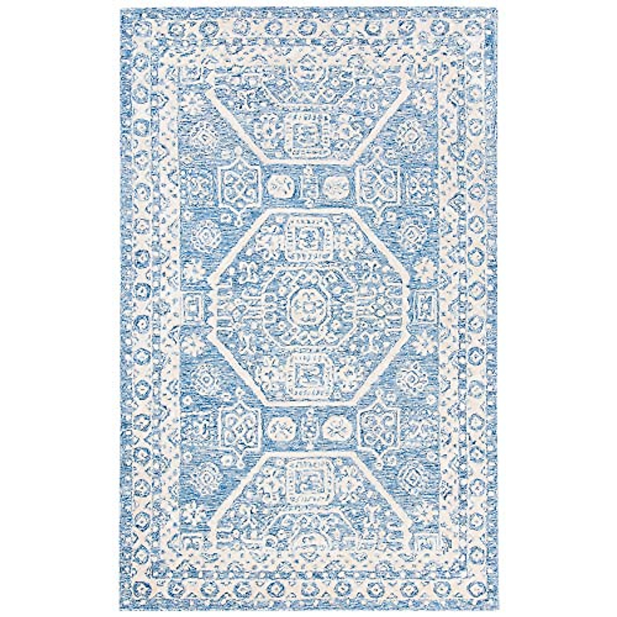 SAFAVIEH Glamour Collection 8' x 11' Navy/Ivory GLM556N Handmade Premium Wool & Viscose Area Rug