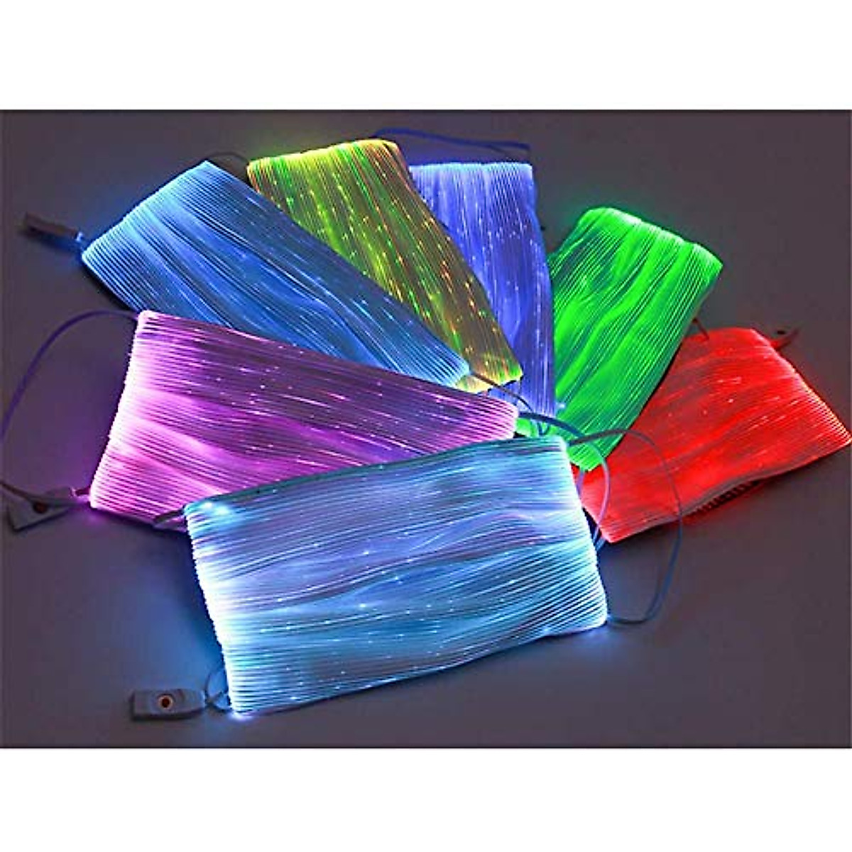 Red Urchin 7 Color Lights LED Light Up Face Mask Glowing Luminous Dust Mask for Party Festival Rave Dancing Includes Rechargeable USB Battery (Black)