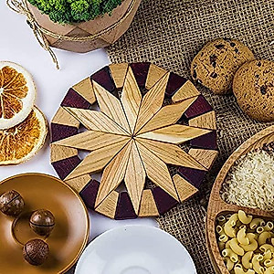 Wooden Trivets for Hot Dishes - 2 pcs Natural Handmade Wood Trivet Mat - Sturdy and Durable 7'' Kitchen Hot Pads - Wooden Trivet Frame for Hot Pots and Pans - Perfect Kitchen Gifts Idea