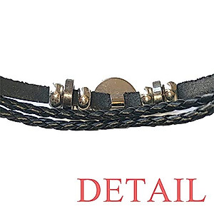 DIYthinker Black Ferocious Rottweiler Dog Pet Animal Bracelet Braided Leather Rope Bead Wristband