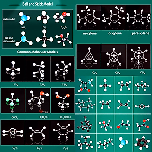 EXBEPE Organic Chemistry Molecular Model Kit 206pc Middle,High school Supplies, Educational Science Set Gift for Student to Learn Structure and Reactions