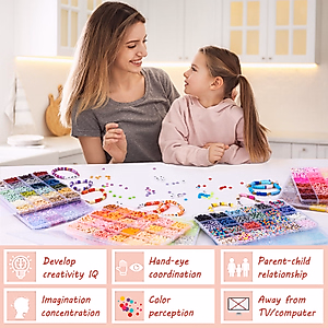 QUEFE 15360pcs, 192 Colors Clay Beads for Bracelet Making Kit Flat Round Polymer Spacer Heishi Beads Jewelry with Pendant Charms Letter and Elastic Strings