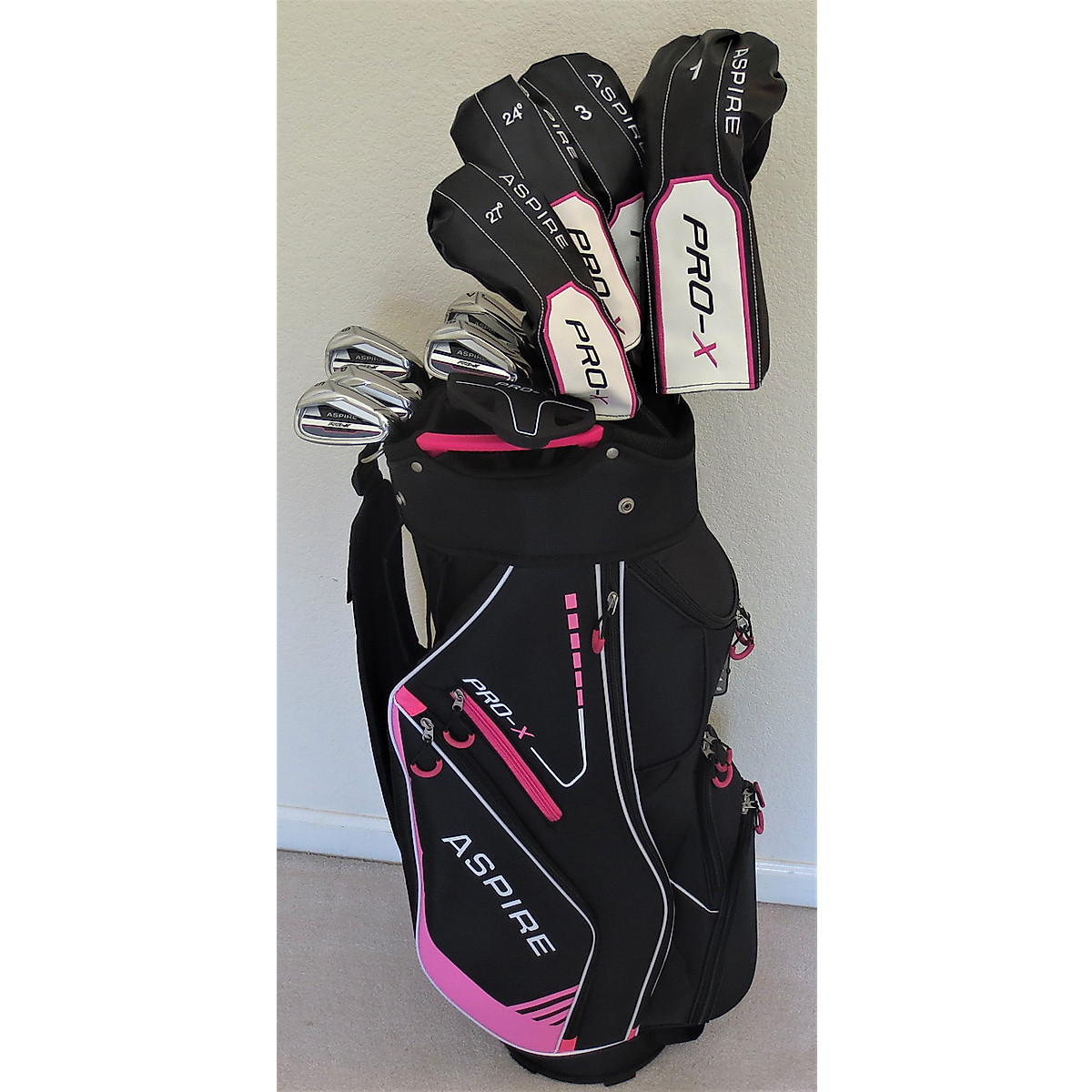 Ladies Complete Golf Club Set - Driver, Fairway Wood, 2 Hybrid Clubs, Irons, Putter, and Deluxe Bag Pink Right Hand