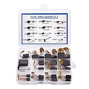 Carbon motor brush, 24Pcs Power Tool Replacement Parts 12 different specifications of carbons para are suitable for different types of carbon brush motors such as miter cutters, angle grinders