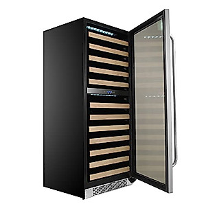 Whynter BWR-0922DZ 92 Built-in or Freestanding Stainless Steel Dual Zone Compressor Large Capacity Wine Refrigerator Rack for Open LED Display, Dark Grey-92 Bottle, Dark Grey