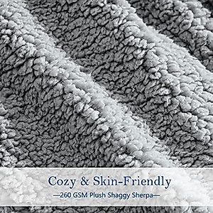 EASELAND Soft Faux Fur and Sherpa Shaggy Throw Blanket,Reversible Warm Thick Fleece Fuzzy Shag Throws, Luxury Furry Plush Fluffy Decorative Cozy Blankets for Couch Sofa Bed Chair, Tie Dye Grey,Travel