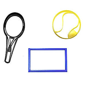TENNIS BALL RACKET COURT SPORT ATHLETICS SET OF 3 COOKIE CUTTERS MADE IN USA PR1373