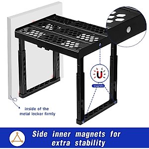 Piffny Locker Organizer Shelf， Adjustable Width and Height, Stackable, Ideal Locker Shelf for School, Office, Gym Lockers, or Even Kitchen Cabinets & Under Sink Organization (Magenta)